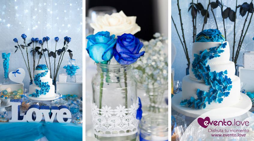 fotos de la boda con rosas azules mesa enlace decoración tarta wedding ...